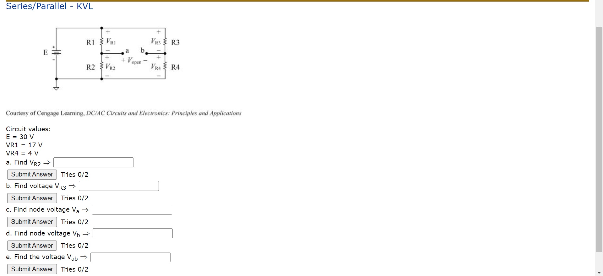 Solved Series/Parallel - KVL Courtesy of Cengage Learning, | Chegg.com