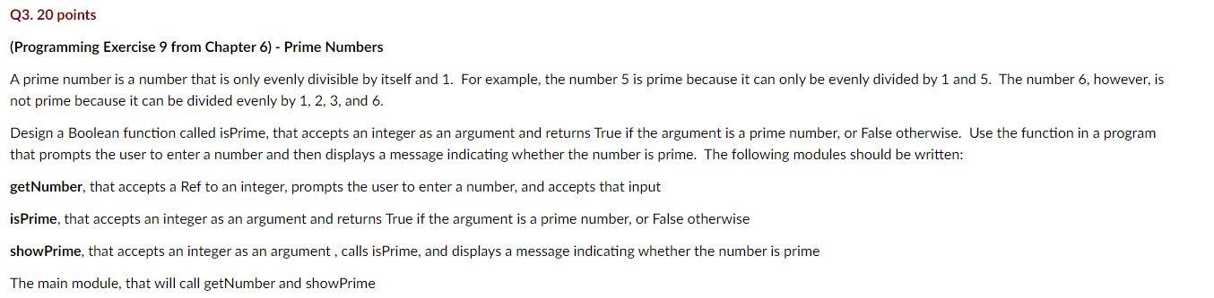 Q3. 20 points (Programming Exercise 9 from Chapter 6) | Chegg.com