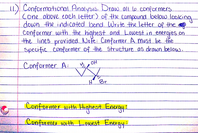 Solved 11) Conformational Analysis Draw all le conformers | Chegg.com