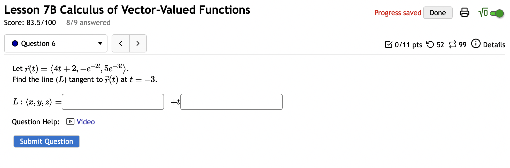 Solved Lesson 7B Calculus of Vector-Valued Functions Score: | Chegg.com
