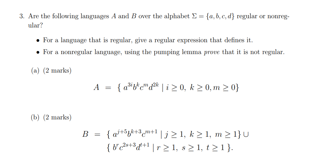 Solved Are the following languages A and B ﻿over the | Chegg.com