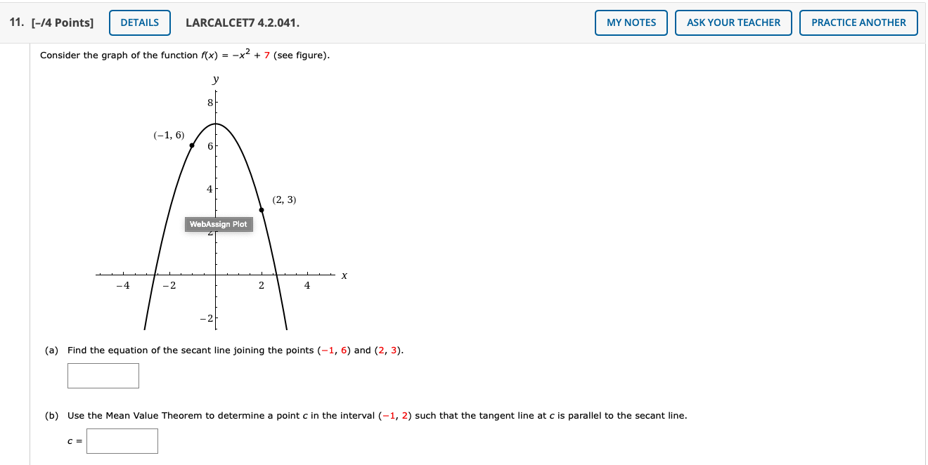 Solved 11. [-14 Points) DETAILS LARCALCET7 4.2.041. MY NOTES | Chegg.com