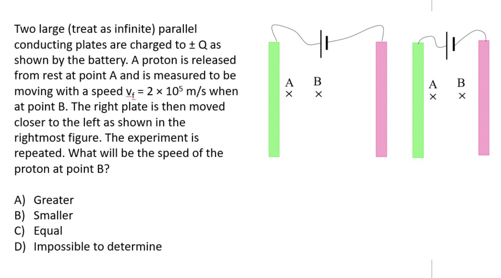 Solved A B Two large (treat as infinite) parallel conducting | Chegg.com