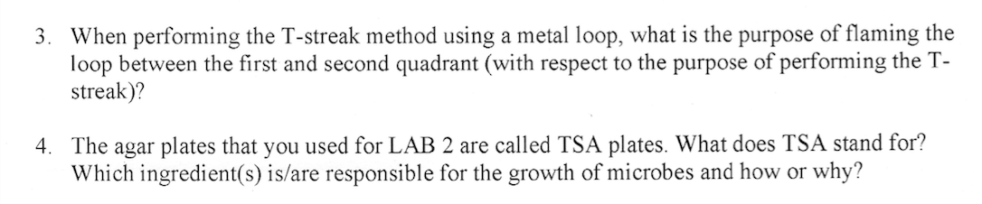 Solved 3. When performing the T-streak method using a metal | Chegg.com