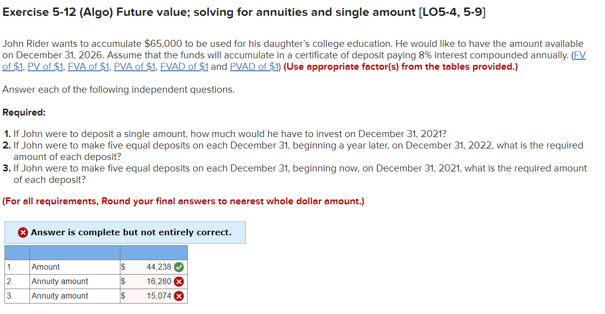 Solved Exercise 5-12 (Algo) Future value; solving for | Chegg.com