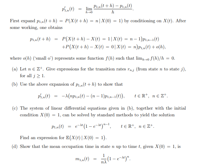 Solved Consider a pure birth process (X(t) : t ≥ 0) in which | Chegg.com