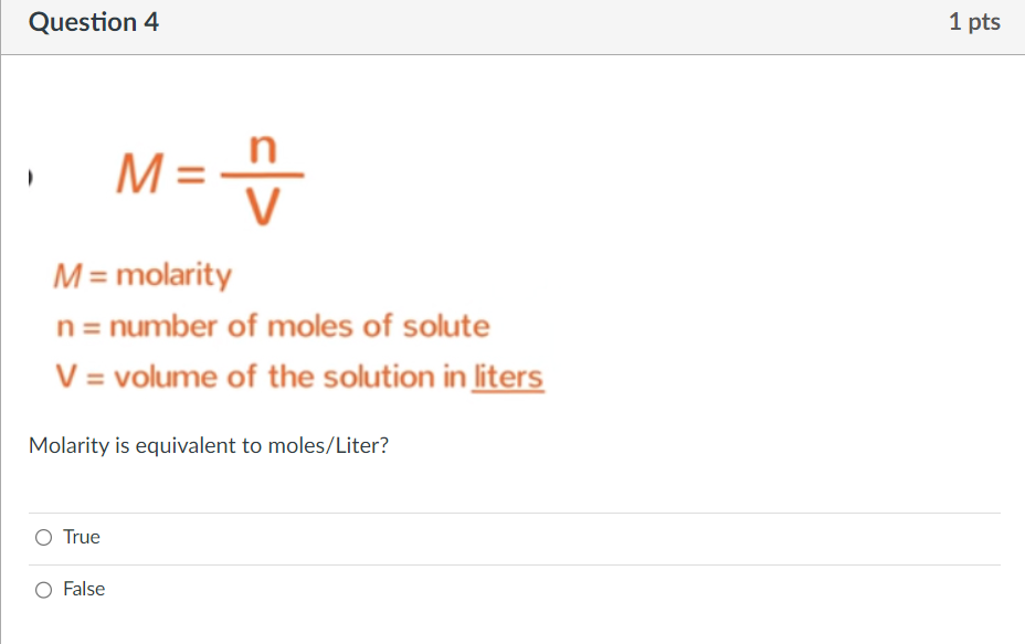 Solved M=Vn M= molarity n= number of moles of solute V= | Chegg.com