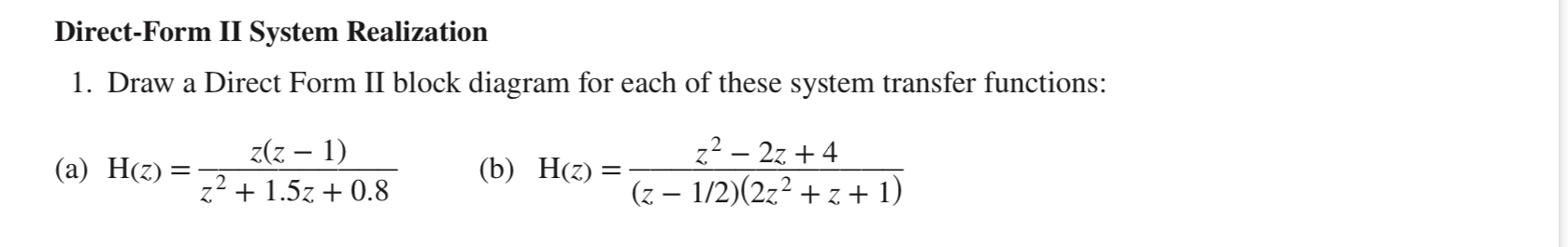 Solved Problem 9.1 in the text. For each Direct Form II | Chegg.com
