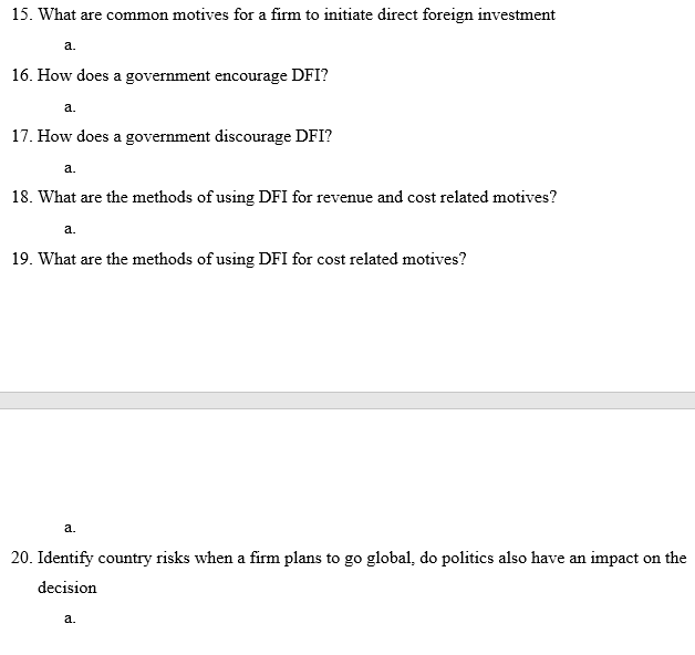Solved 15. What are common motives for a firm to initiate | Chegg.com
