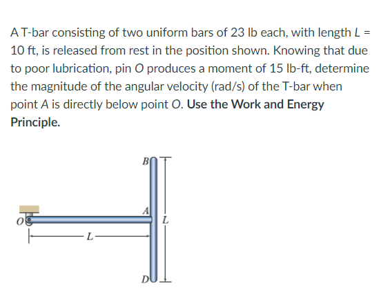 Solved A T-bar consisting of two uniform bars of 23 lb each, | Chegg.com
