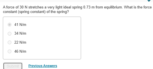 Solved A force of 30 N stretches a very light ideal spring | Chegg.com