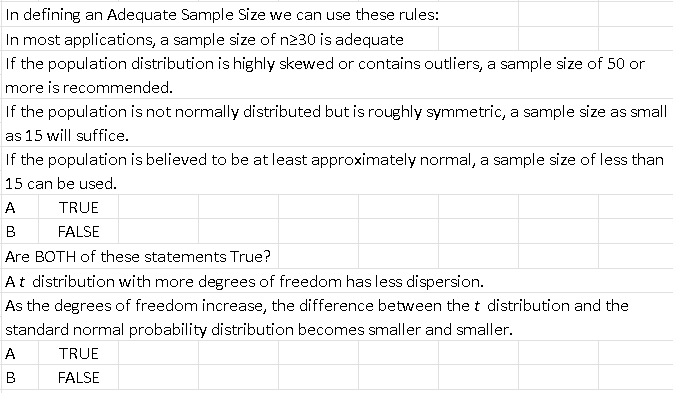 Solved In defining an Adequate Sample Size we can use these | Chegg.com
