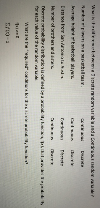 Solved What is the difference between a Discrete random | Chegg.com