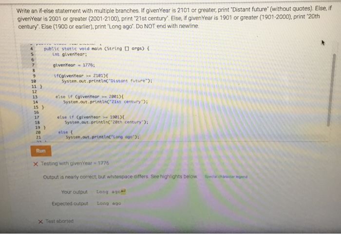 Solved Not sure what I did wrong. It’s java . Show me what | Chegg.com