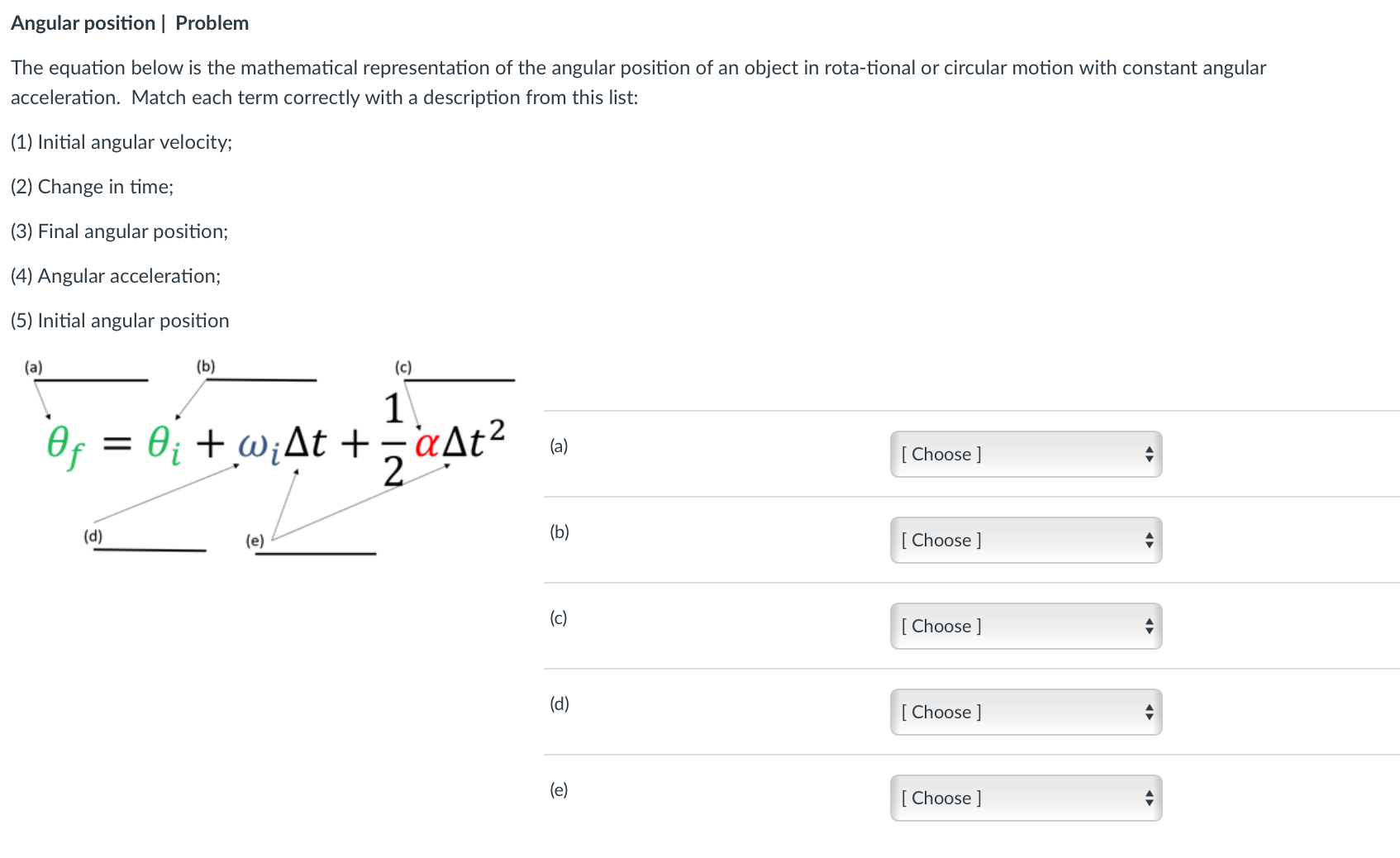 Solved Angular position | ﻿ProblemThe equation below is the | Chegg.com
