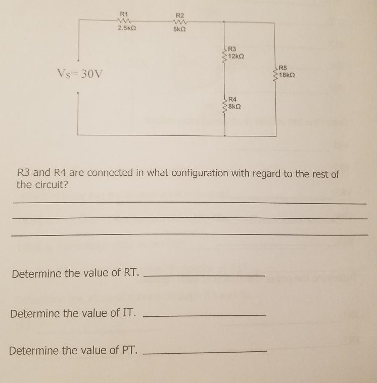 Solved R1 R2 2.5k0 R3 R5 R4 R3 and R4 are connected in what | Chegg.com