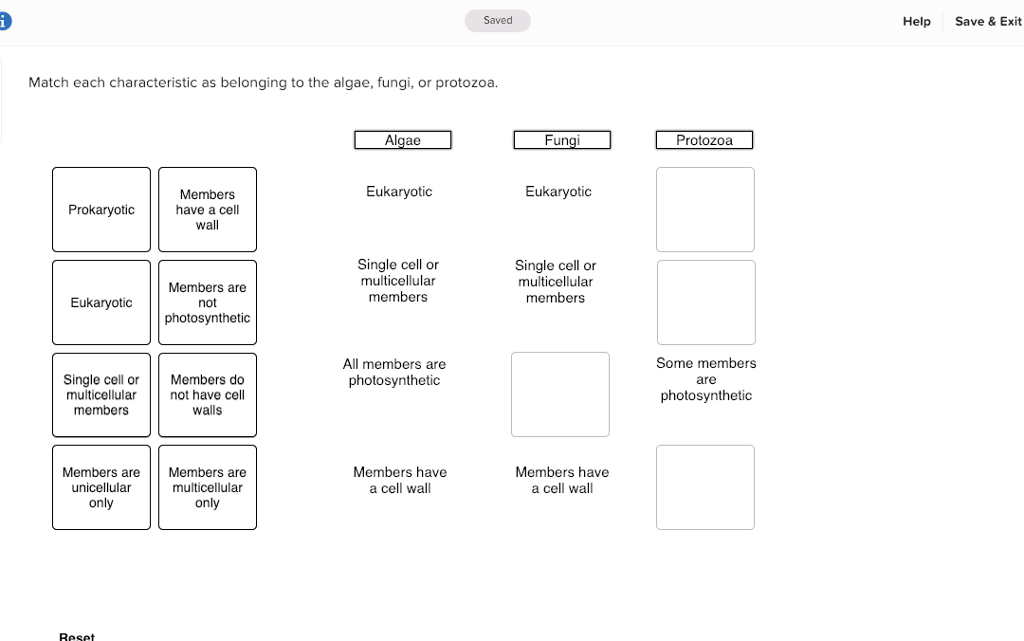 Solved Match each characteristic as belonging to the algae, | Chegg.com