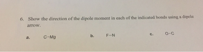 Solved Show the direction of the dipole moment in each of | Chegg.com