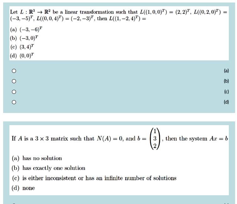 Solved Let L: R + Rº be a linear transformation such that | Chegg.com