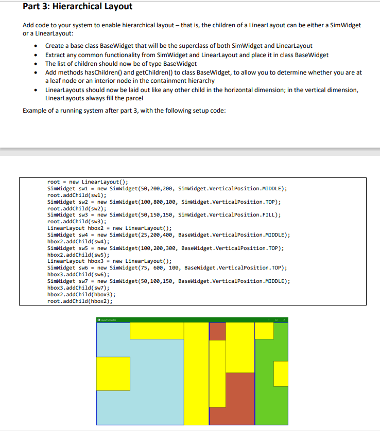 Solved Part 3: Hierarchical Layout Add code to your system | Chegg.com