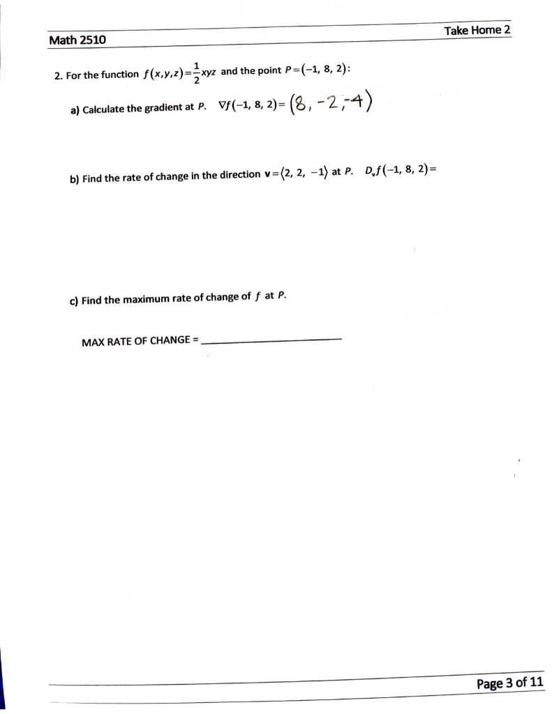Solved Take Home 2 Math 2510 2. For the function | Chegg.com