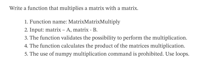 Solved Python Write a function that multiplies a matrix | Chegg.com