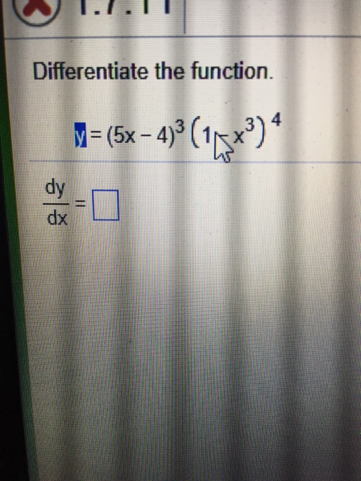 Solved Differentiate the function. 3) 4 dy dx | Chegg.com
