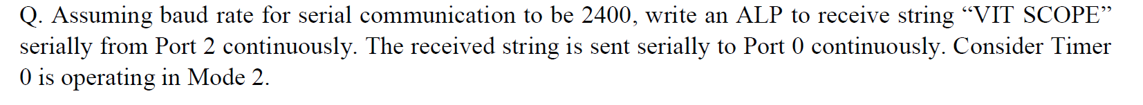 Solved Q. Assuming baud rate for serial communication to be | Chegg.com