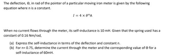 Solved The deflection, e, in rad of the pointer of a | Chegg.com