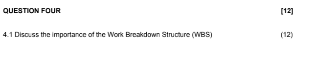 Solved QUESTION FOUR [12] 4.1 Discuss the importance of the | Chegg.com