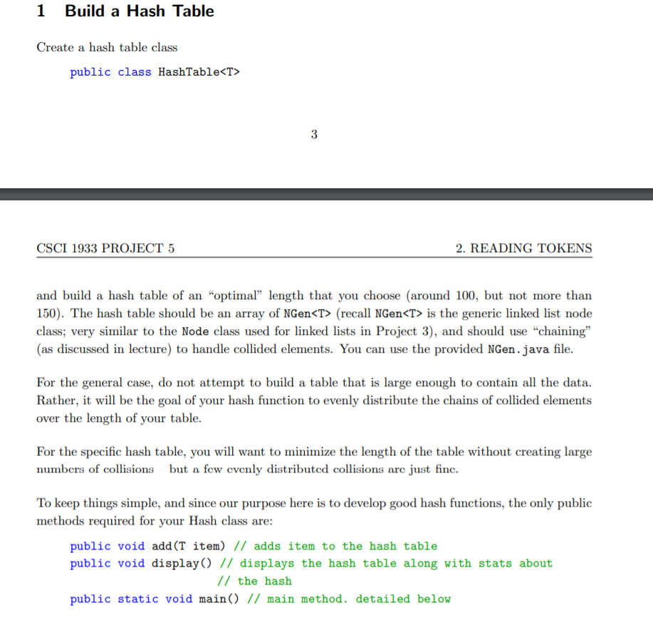 1 Build a Hash Table Create a hash table class public | Chegg.com