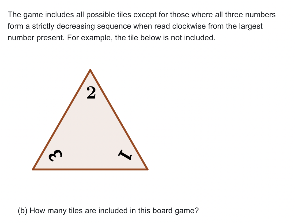 Solved 1. A game consists of equilateral triangular tiles | Chegg.com