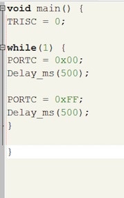Solved void main ) TRISC 0 while (1) PORTC 0x00; Delay ms | Chegg.com