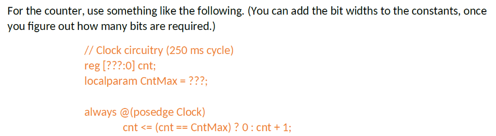 Solved For the counter, use something like the following. | Chegg.com