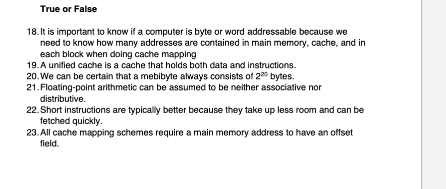 Solved True Or False 18 It Is Important To Know If A Chegg