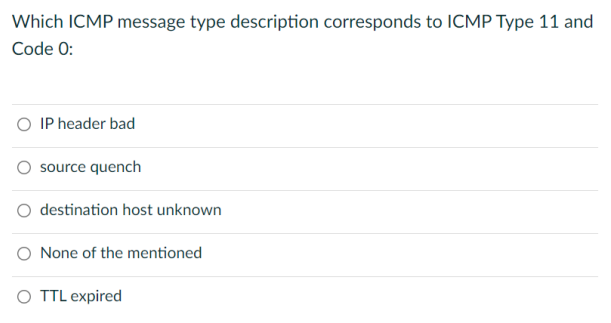 Solved Which ICMP message type description corresponds to | Chegg.com