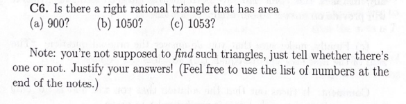 Solved C. Is there a right rational triangle that has area | Chegg.com