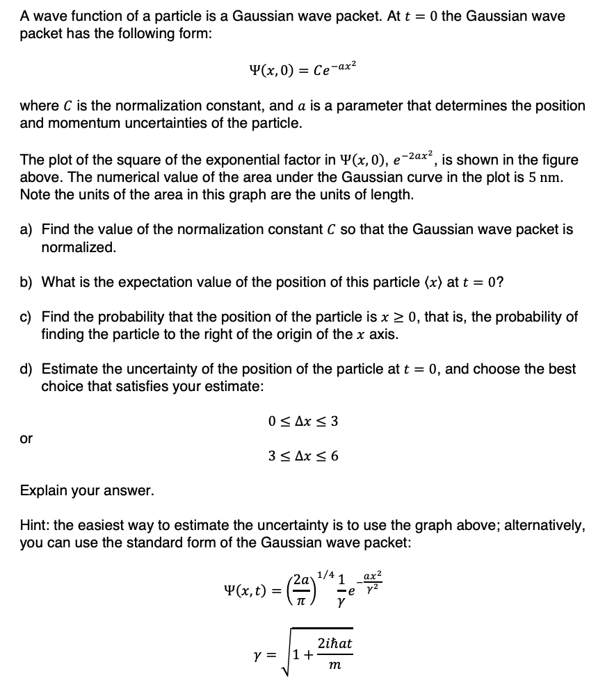 Solved A wave function of a particle is a Gaussian wave | Chegg.com