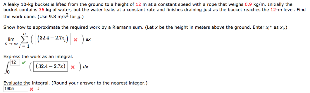 Solved A leaky 10-kg bucket is lifted from the ground to a | Chegg.com