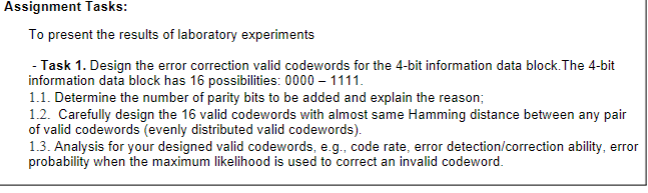 Assignment Tasks: To present the results of | Chegg.com
