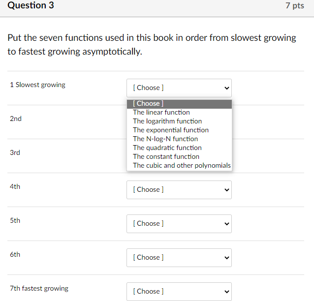 Solved Put the seven functions used in this book in order | Chegg.com