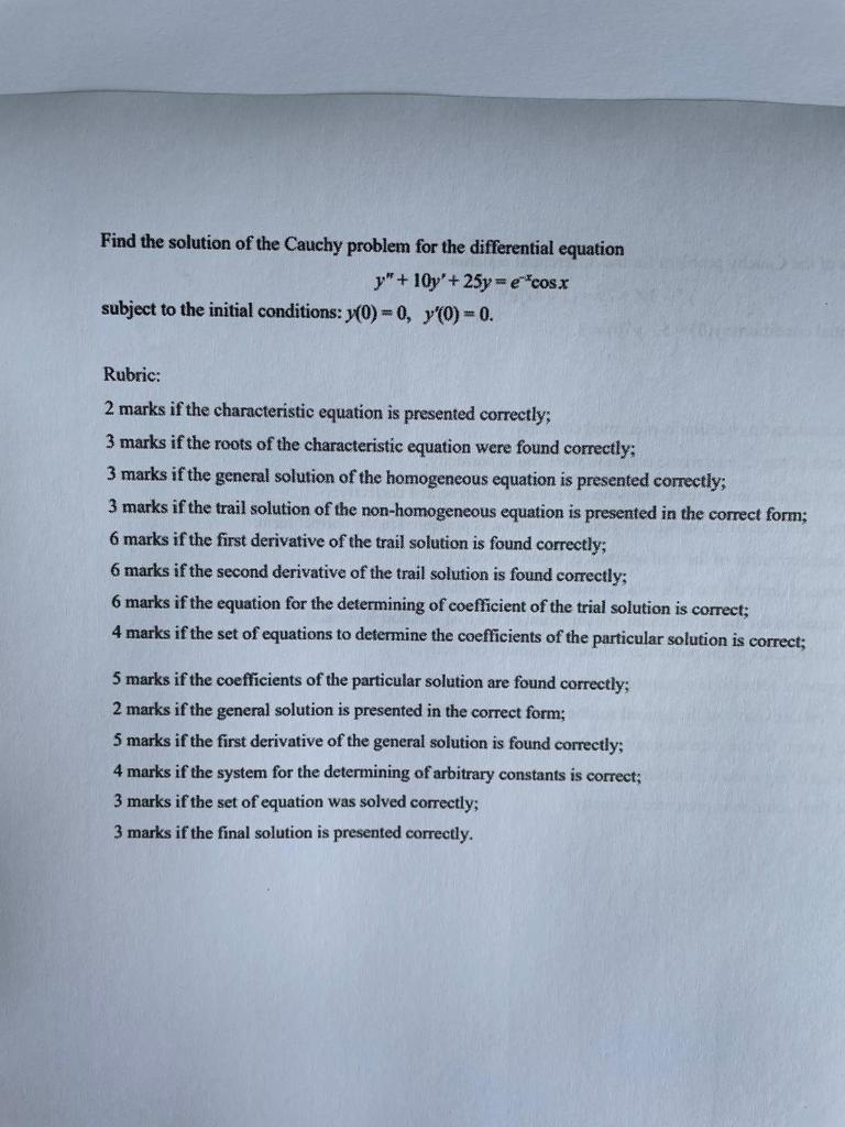 Solved Find The Solution Of The Cauchy Problem For The