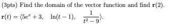 Solved (3pts) Find the domain of the vector function and | Chegg.com