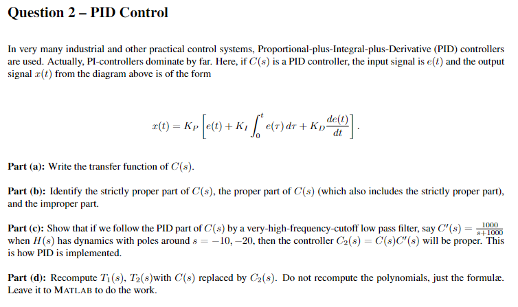 Solved In very many industrial and other practical control | Chegg.com