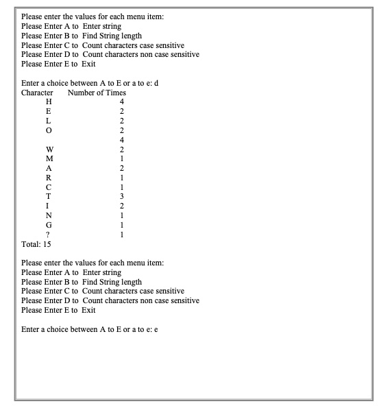 Solved Write a program to display the following menu: (5 | Chegg.com