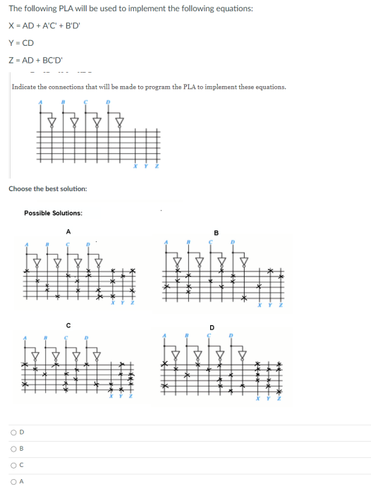 Solved The following PLA will be used to implement the | Chegg.com