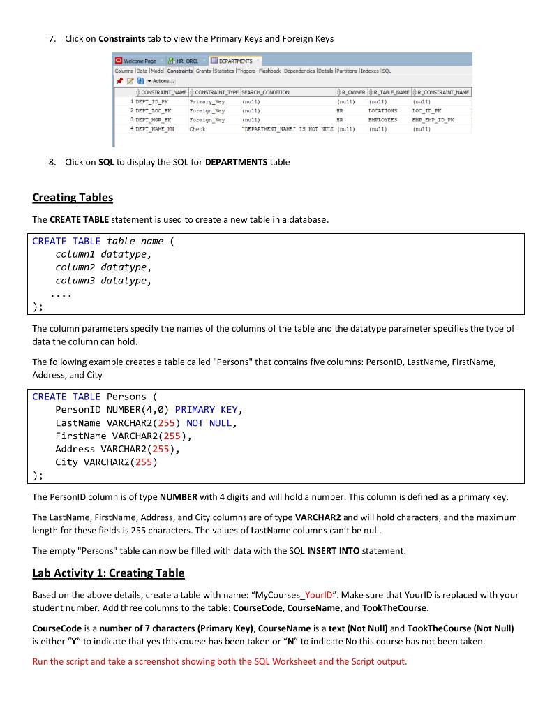 Creating Table Using Another Table A copy of an | Chegg.com
