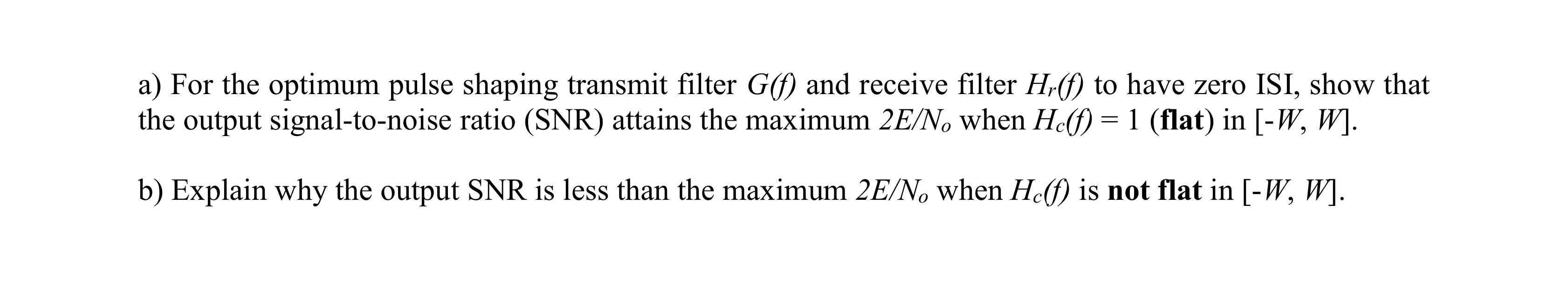 5. Pulse Shaping for Zero ISI Consider the | Chegg.com