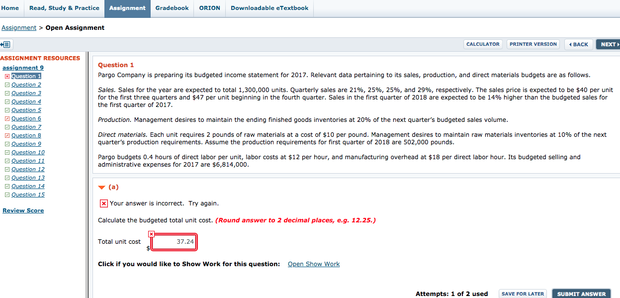 Solved Home Read, Study & Practice Assignment Gradebook | Chegg.com