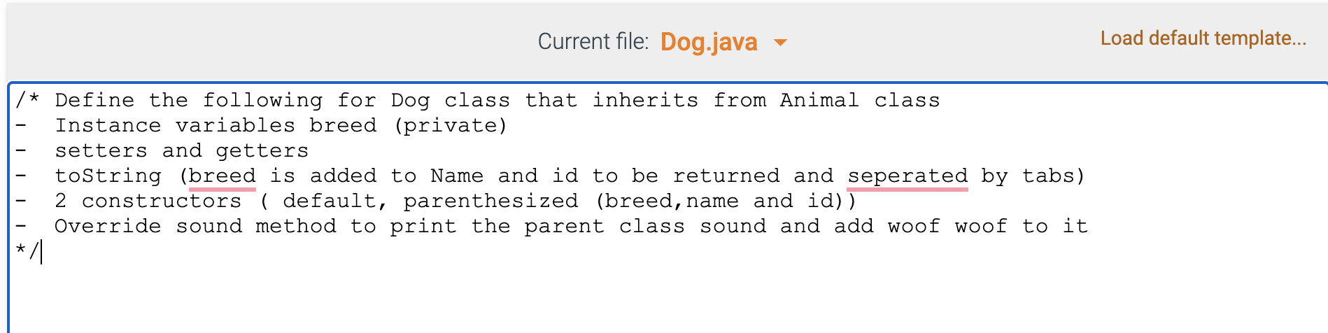 Solved Complete the following classes in Java: • Class | Chegg.com